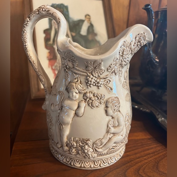 Vintage | Accents | Vintage Cherub Angel Pitcher Majolica | Poshmark
